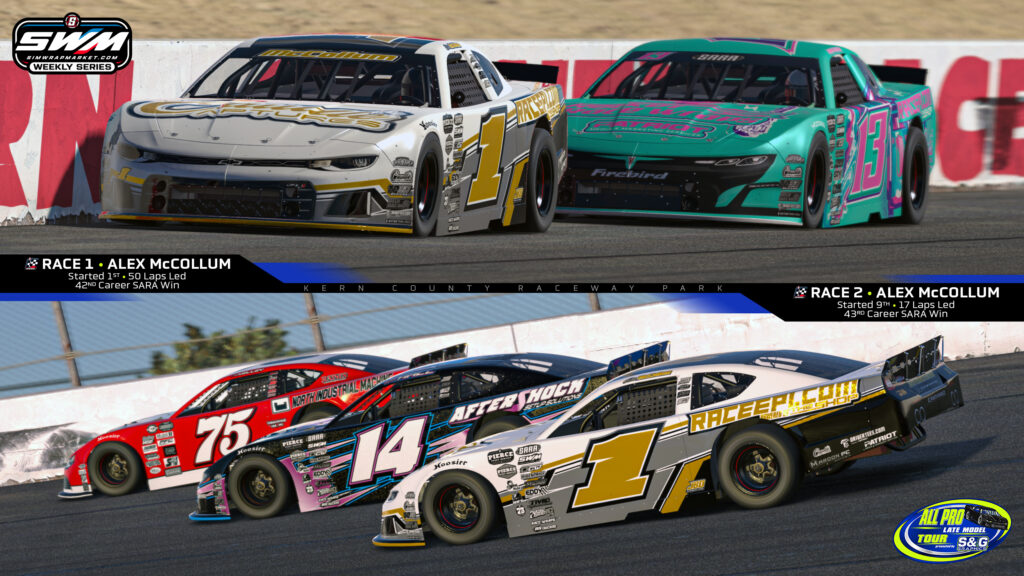 McCollum Sweeps Weekly Series Opener At Kern - Sim Auto Racing Association